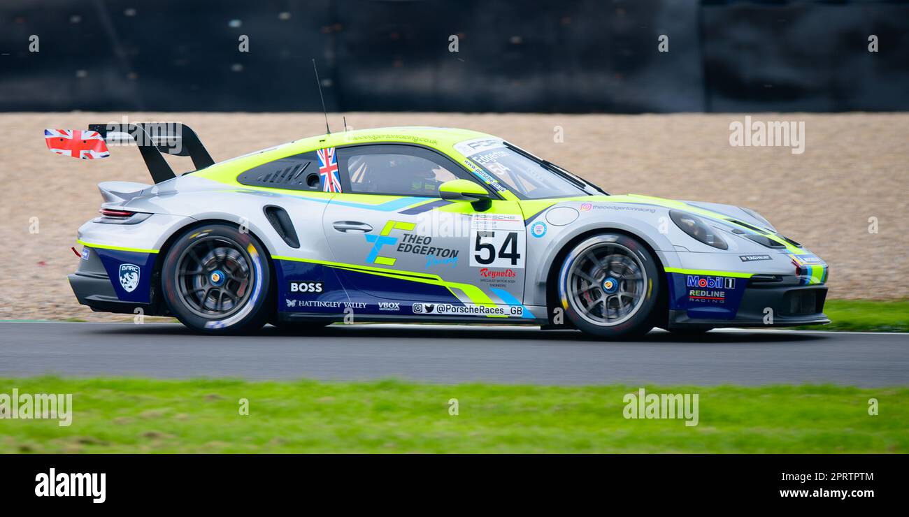 Porsche Carrera Racing Car (Silver and Yellow - Car 54 Stock Photo - Alamy