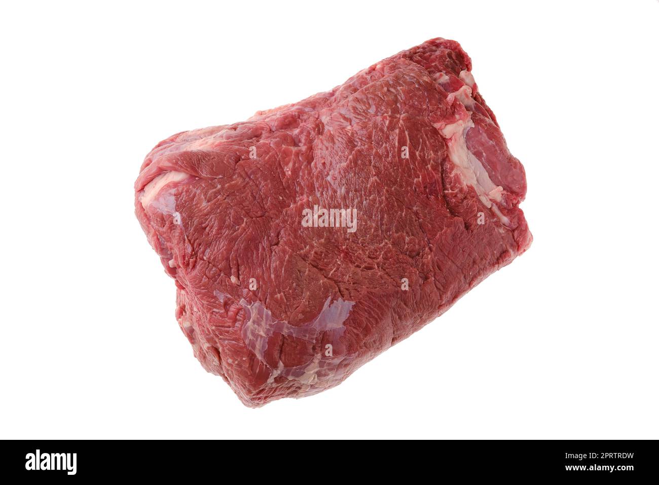 Overhead view of raw chuck eye roast isolated on white Stock Photo - Alamy