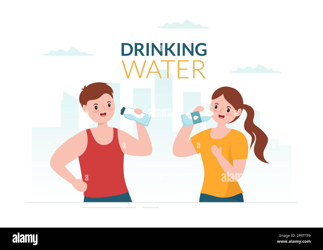 People Drinking Water From Plastic Bottles and Glasses with Pure Clean ...