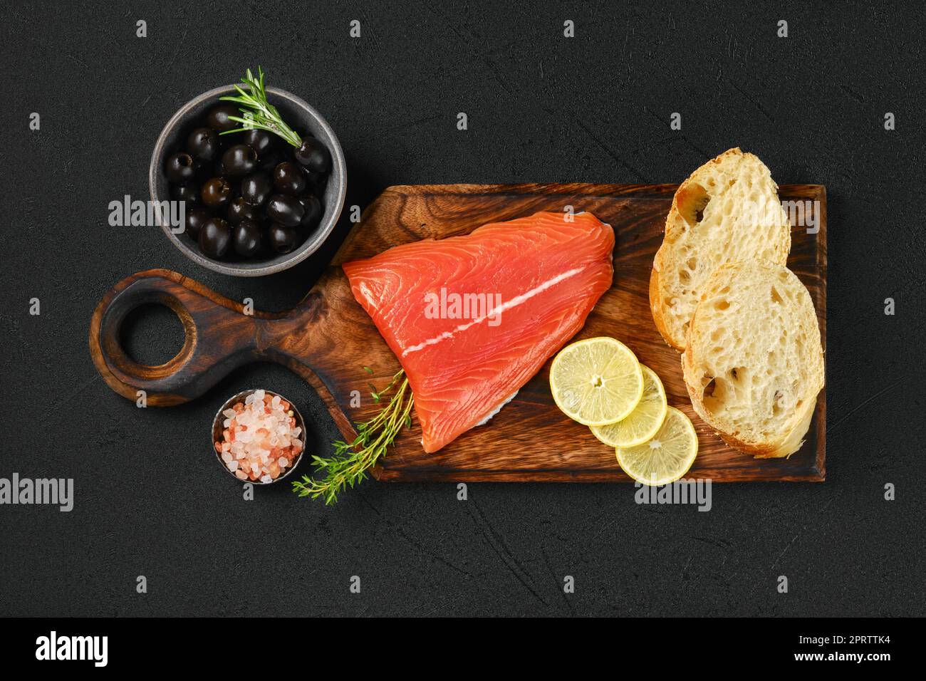 Top view of piece of fresh salmon tail fillet Stock Photo - Alamy