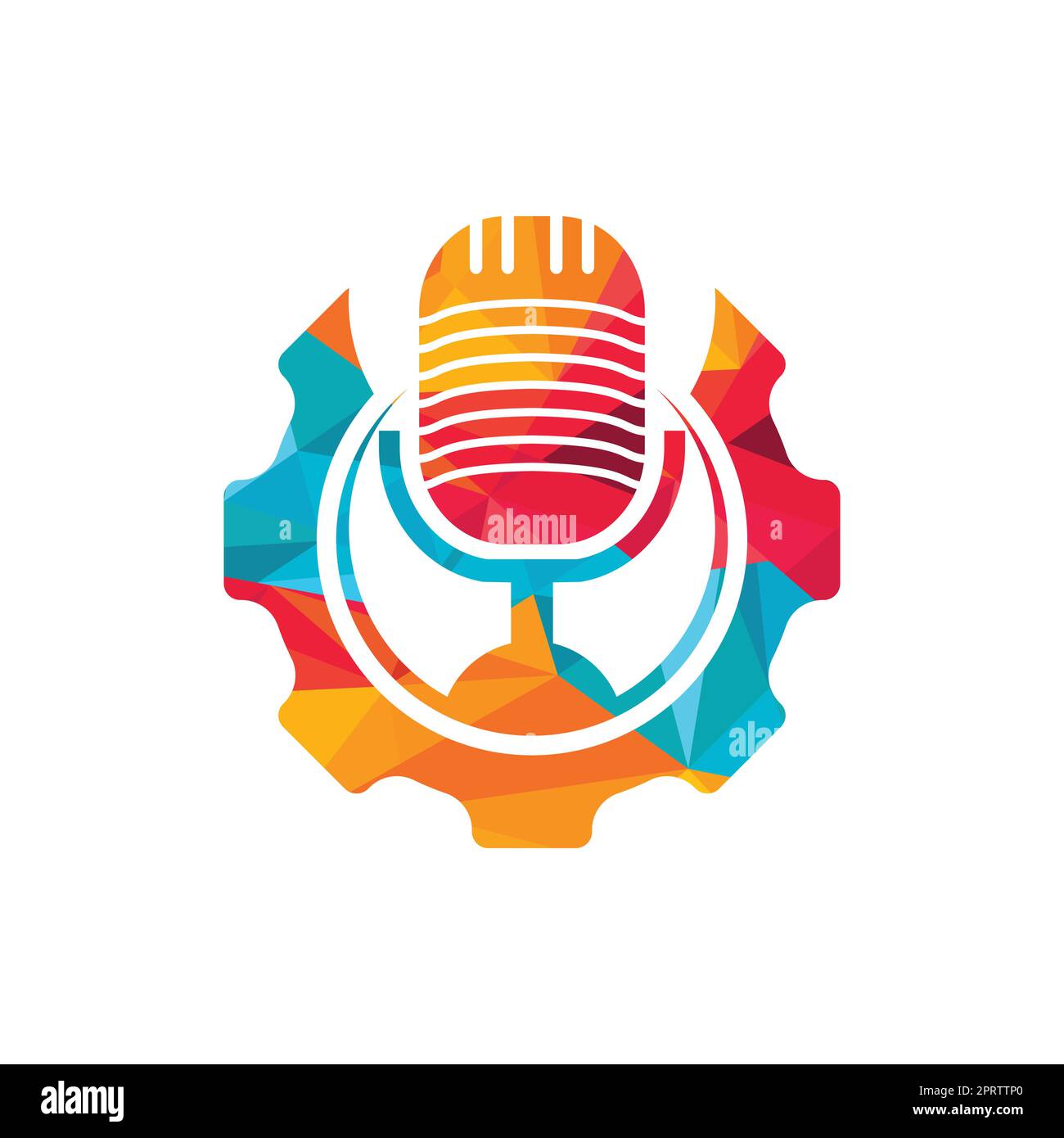 Gear podcast vector logo design template. Cog wheel and mic icon design ...