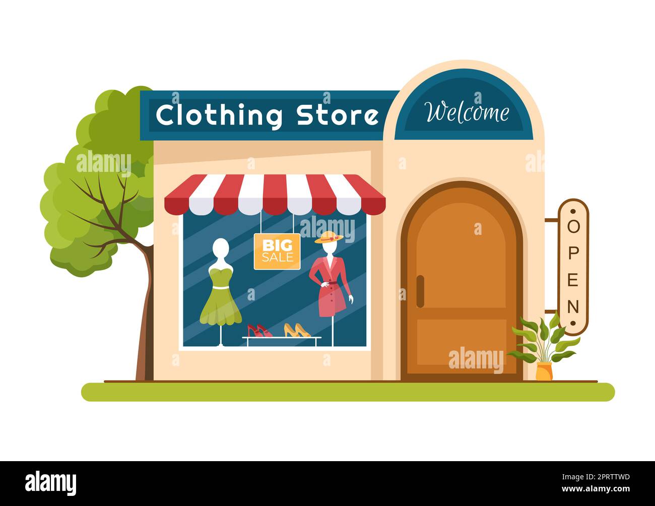 Fashion Clothing Store for Women Template Hand Drawn Cartoon Flat ...