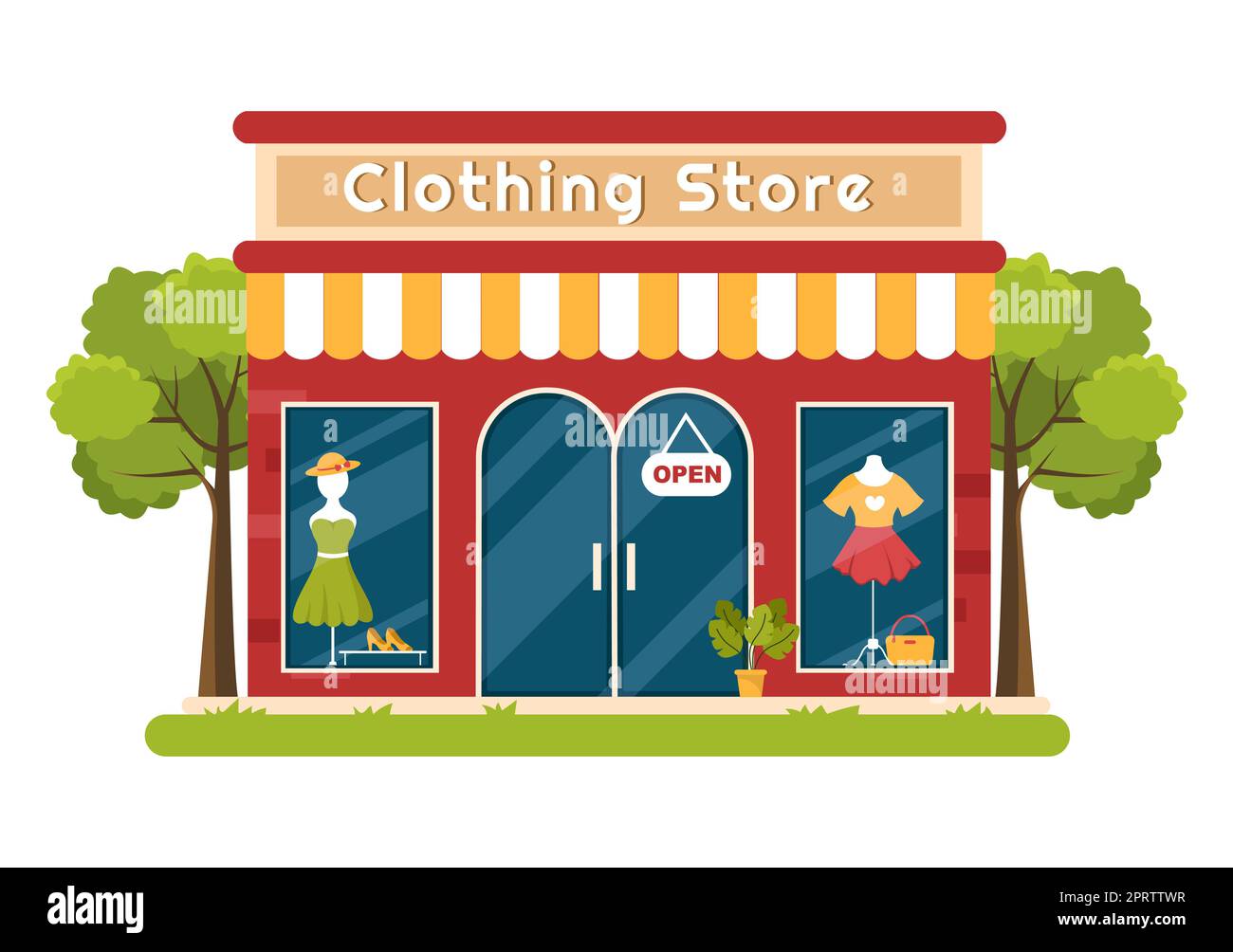 Fashion Clothing Store for Women Template Hand Drawn Cartoon Flat ...