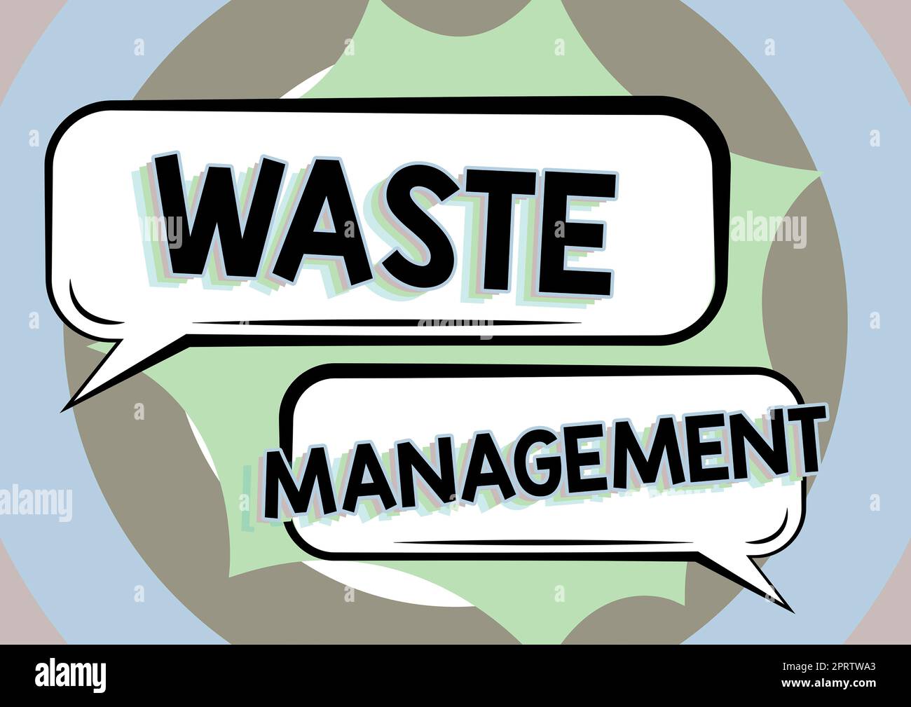 Sign displaying Waste Managementactions required manage rubbish ...