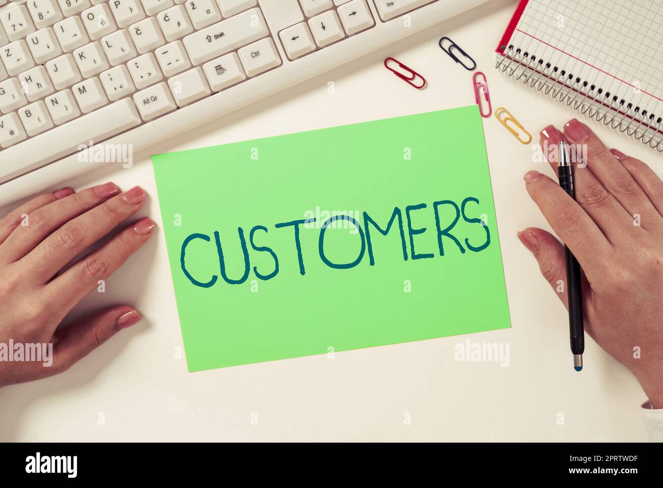 Conceptual display Customers, Word Written on individual or ...