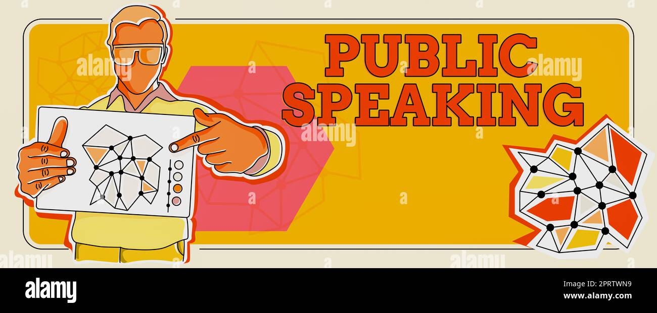 Hand writing sign Public Speaking talking people stage in subject ...