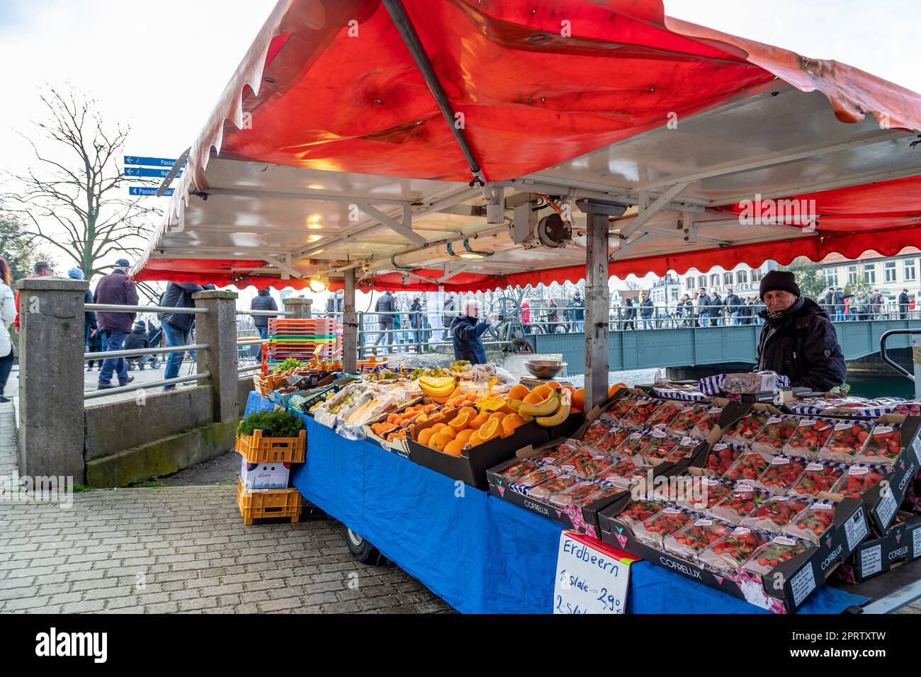 Fresh Fruit marker stall alongside Altar Strom and the Station bridge ...