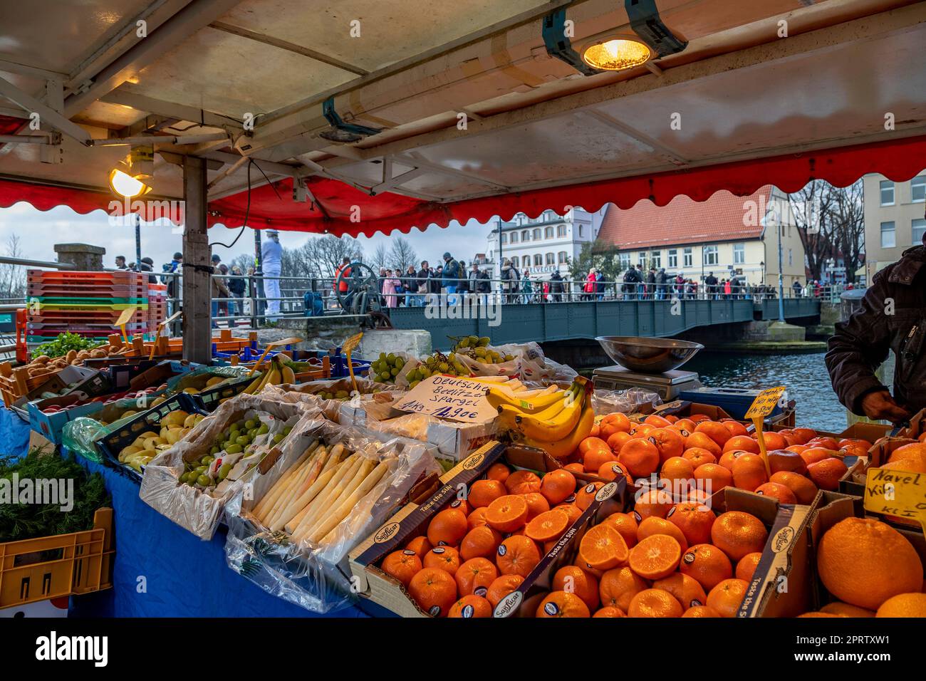 Fresh Fruit marker stall alongside Altar Strom and the Station bridge ...