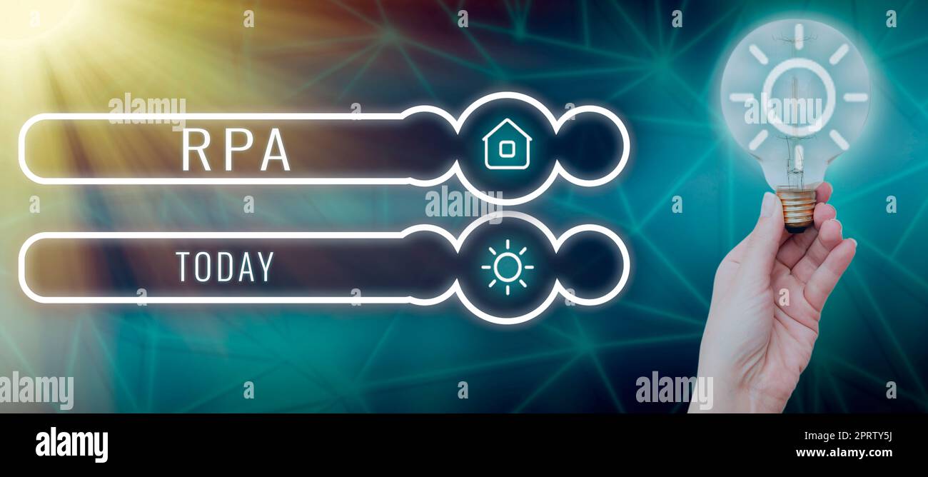 Text caption presenting Rpa, Conceptual photo robotic process ...