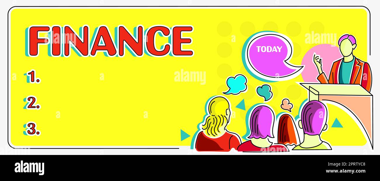 Text caption presenting Finance, Concept meaning describes activities ...