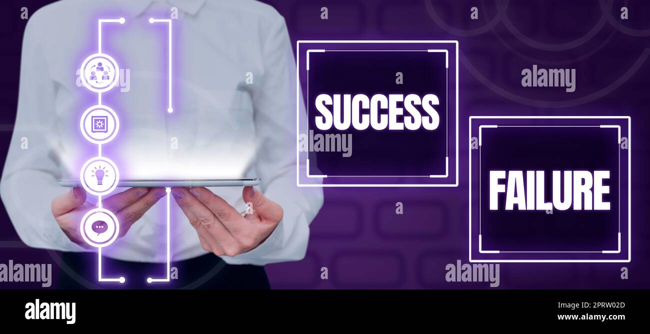 Conceptual caption Success Failure, Business showcase established ways ...
