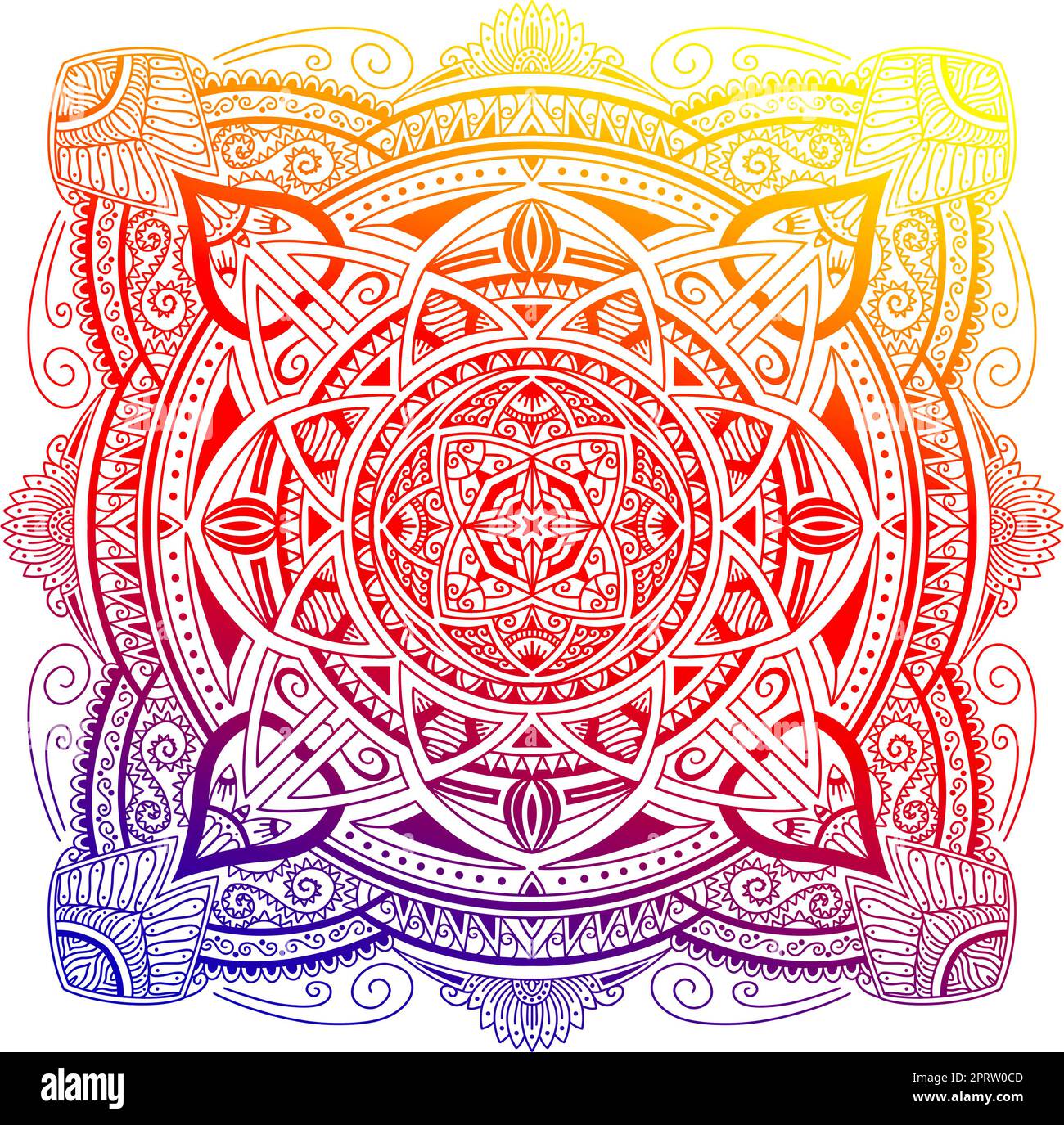Gradient Mandala Pattern for Tattoo and Henna. Colorful ethnic ...
