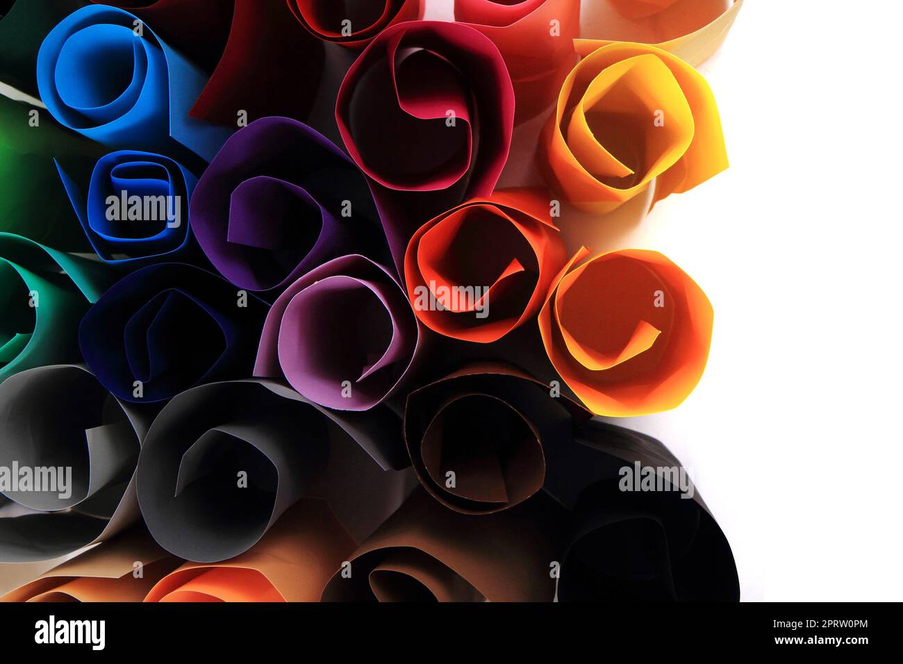 color paper rolls isolated on the white background Stock Photo - Alamy