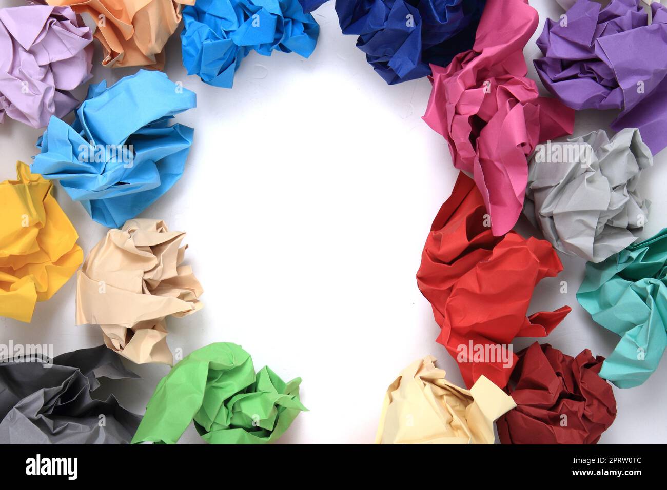 crumpled color papers isolated on the white background Stock Photo - Alamy