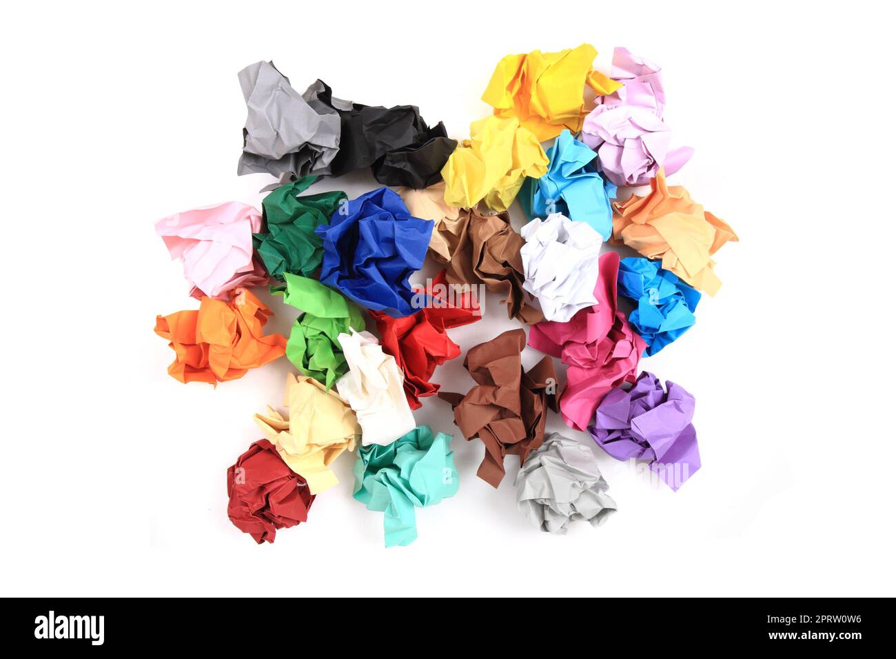 crumpled color papers isolated on the white background Stock Photo - Alamy