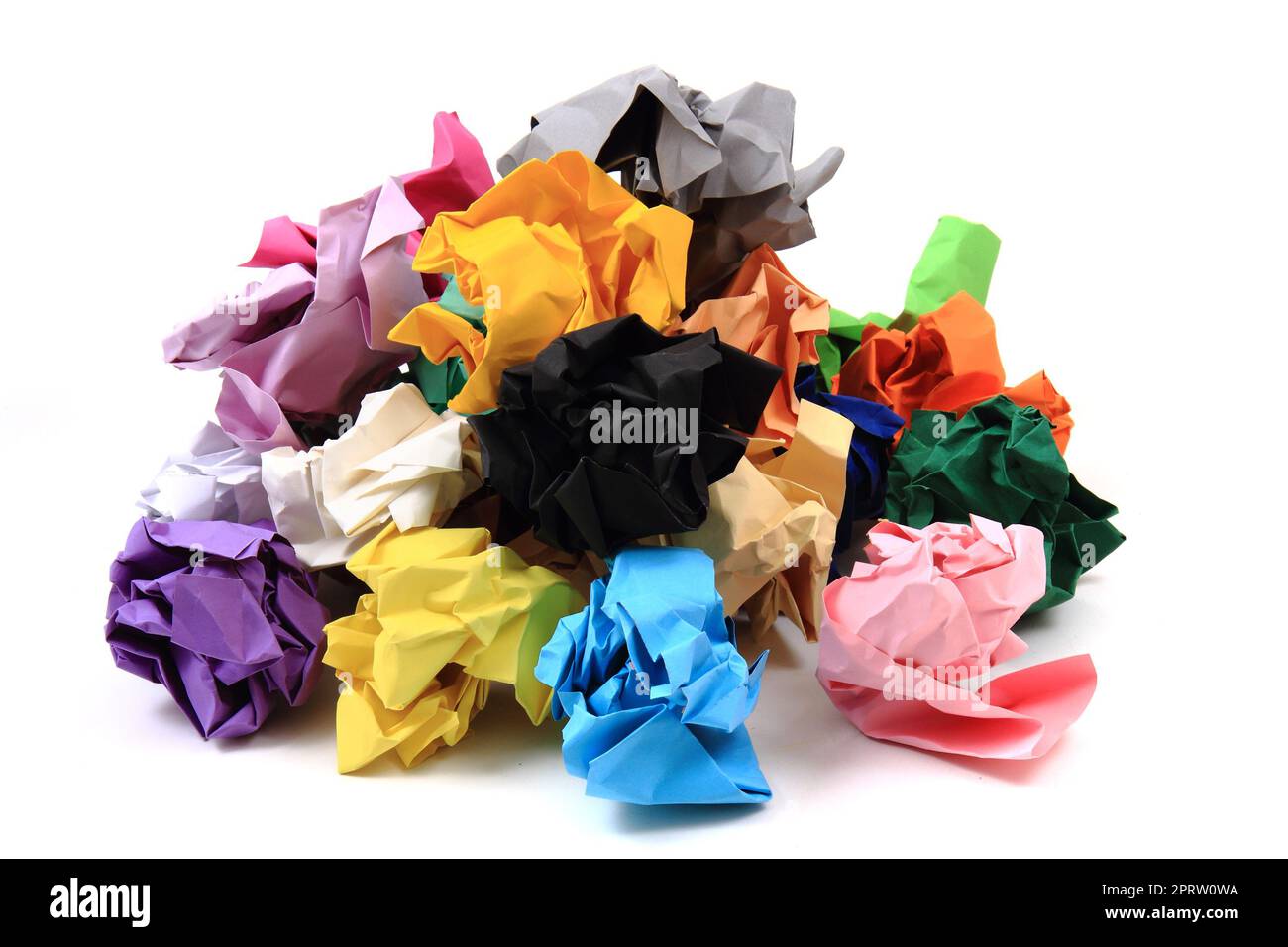 crumpled color papers isolated on the white background Stock Photo - Alamy