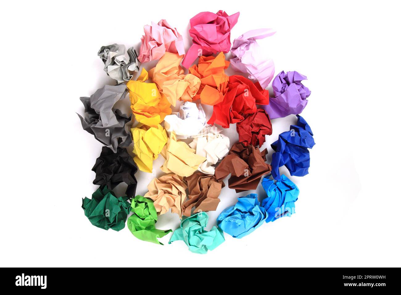 crumpled color papers isolated on the white background Stock Photo - Alamy