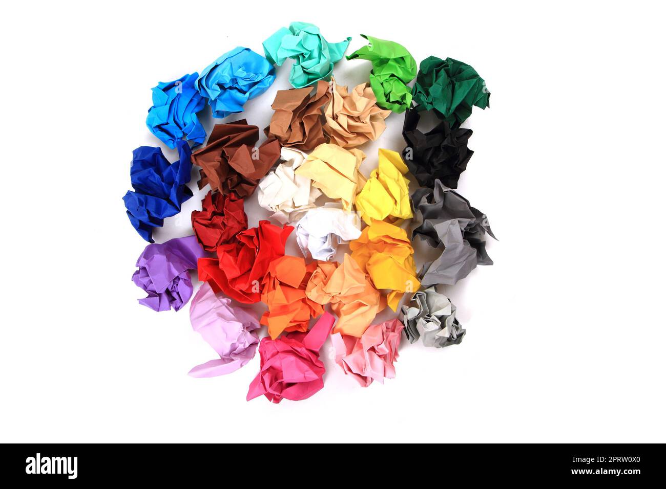 crumpled color papers isolated on the white background Stock Photo - Alamy