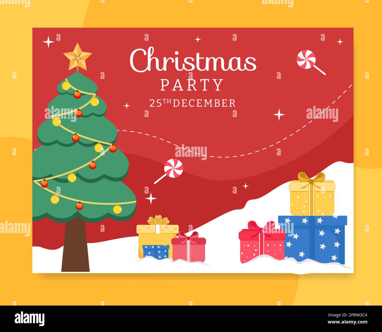 Merry Christmas Photocall Template Hand Drawn Cartoon Flat Illustration ...