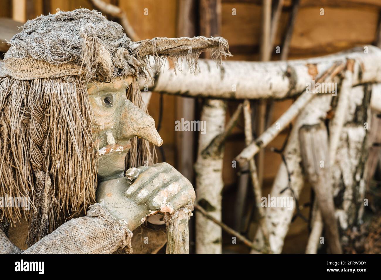 Sculptures of Cartoon characters made of wood and fabric Stock Photo ...