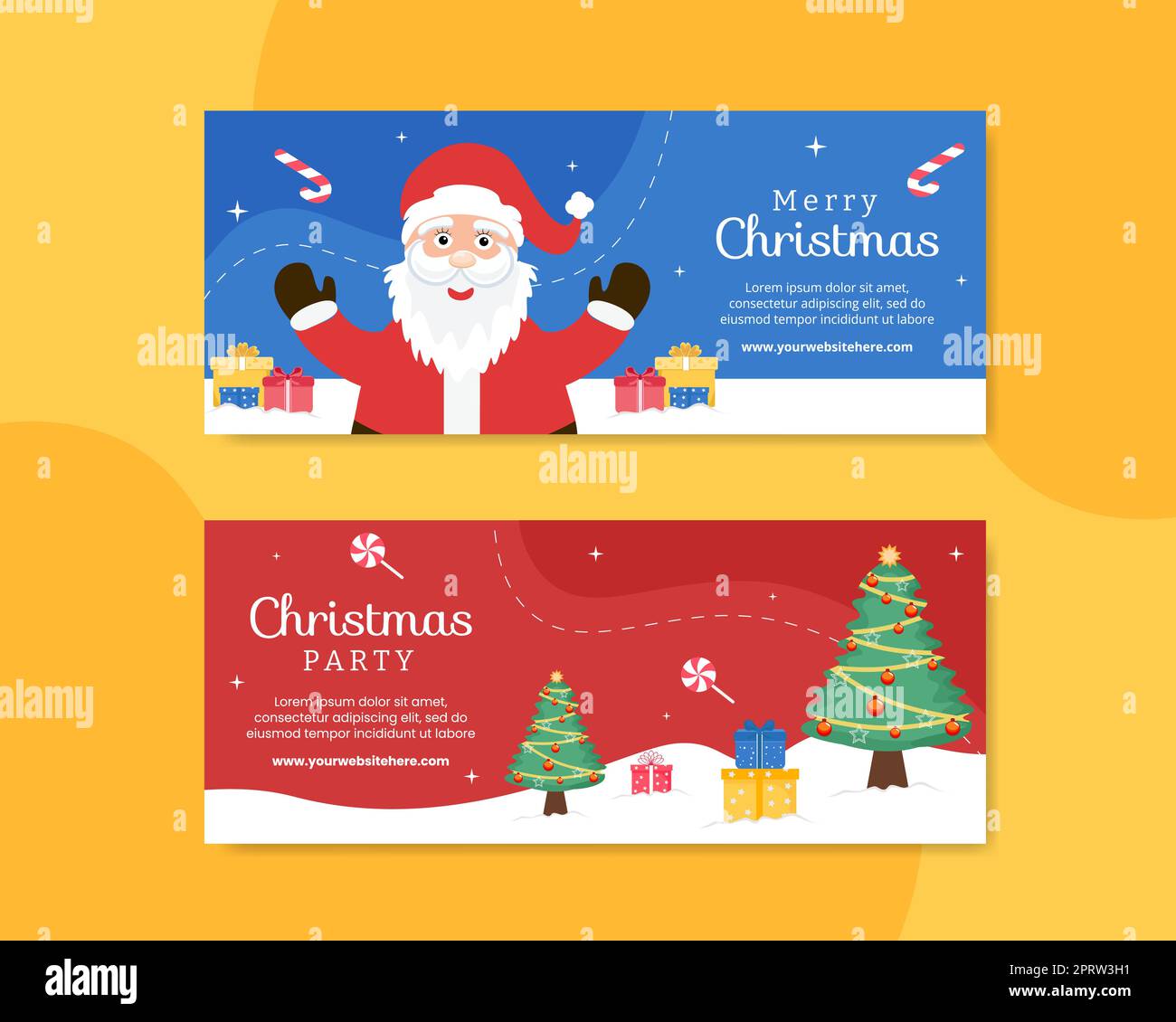 Merry Christmas Horizontal Banner Template Hand Drawn Cartoon Flat ...