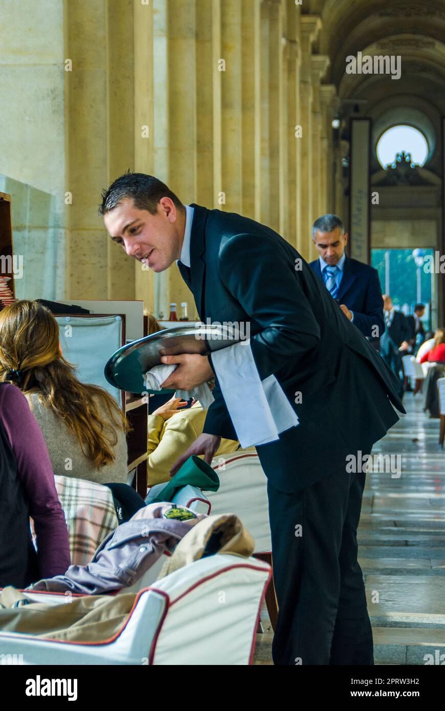 Paris, France, French Waiter, Cafe/Bistro Restaurant, Sidewalk terrace ...