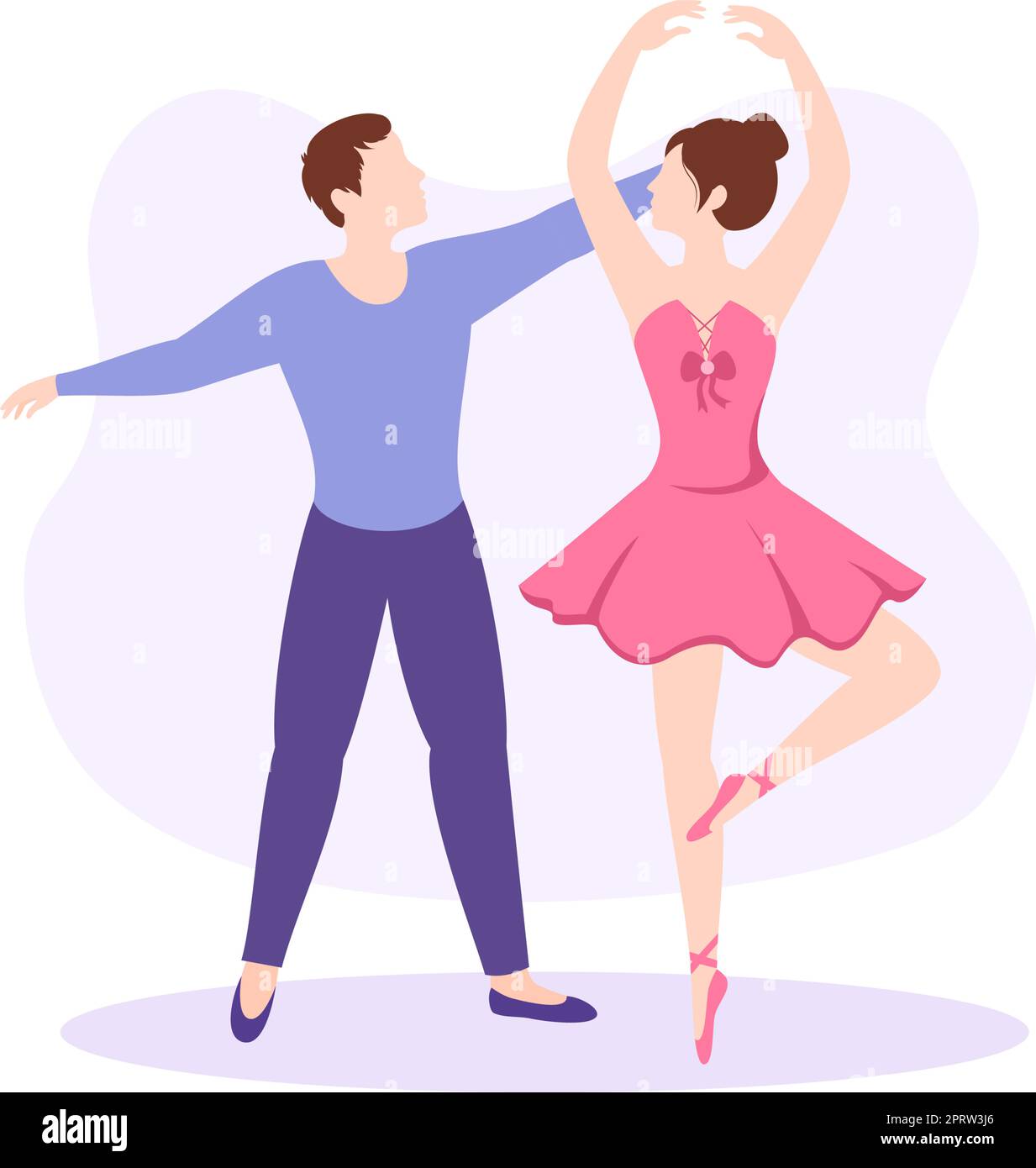 Ballet Template Hand Drawn Cartoon Flat Illustration Couple Ballerina ...