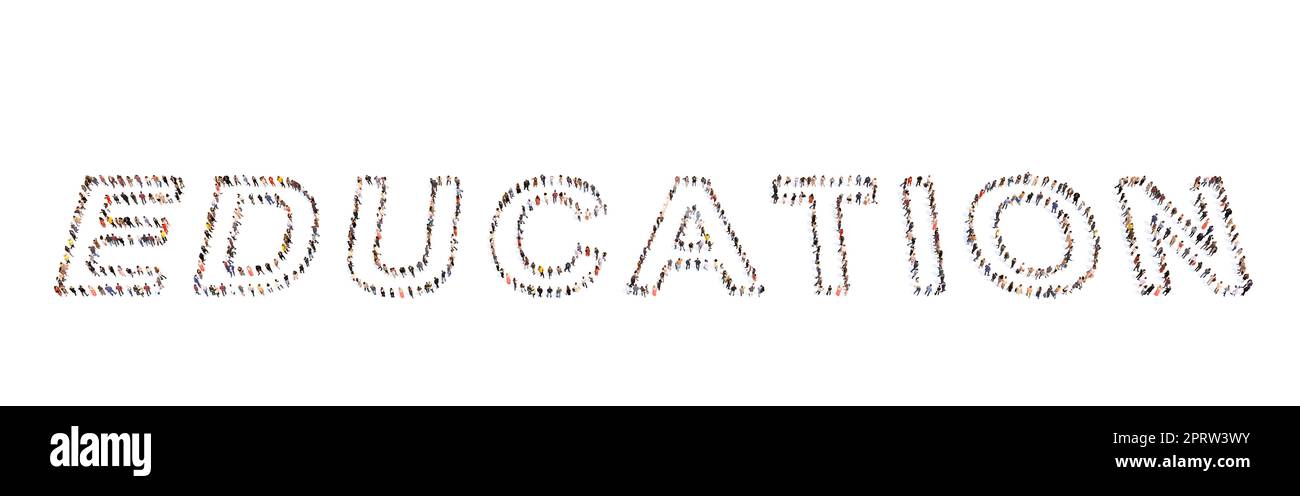 Concept conceptual large community of people forming the word EDUCATION ...