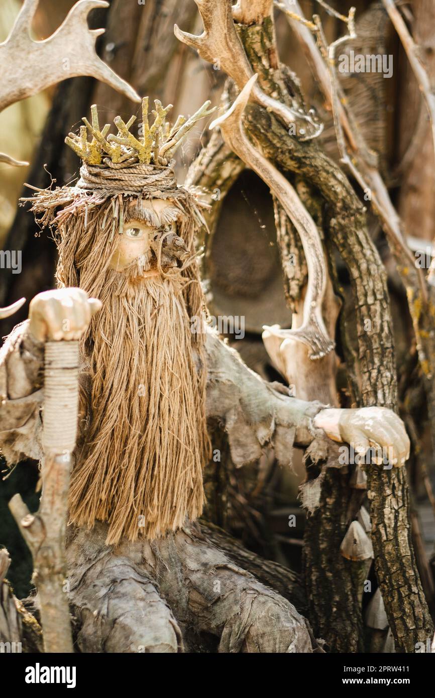 Sculptures of Cartoon characters made of wood and fabric Stock Photo ...