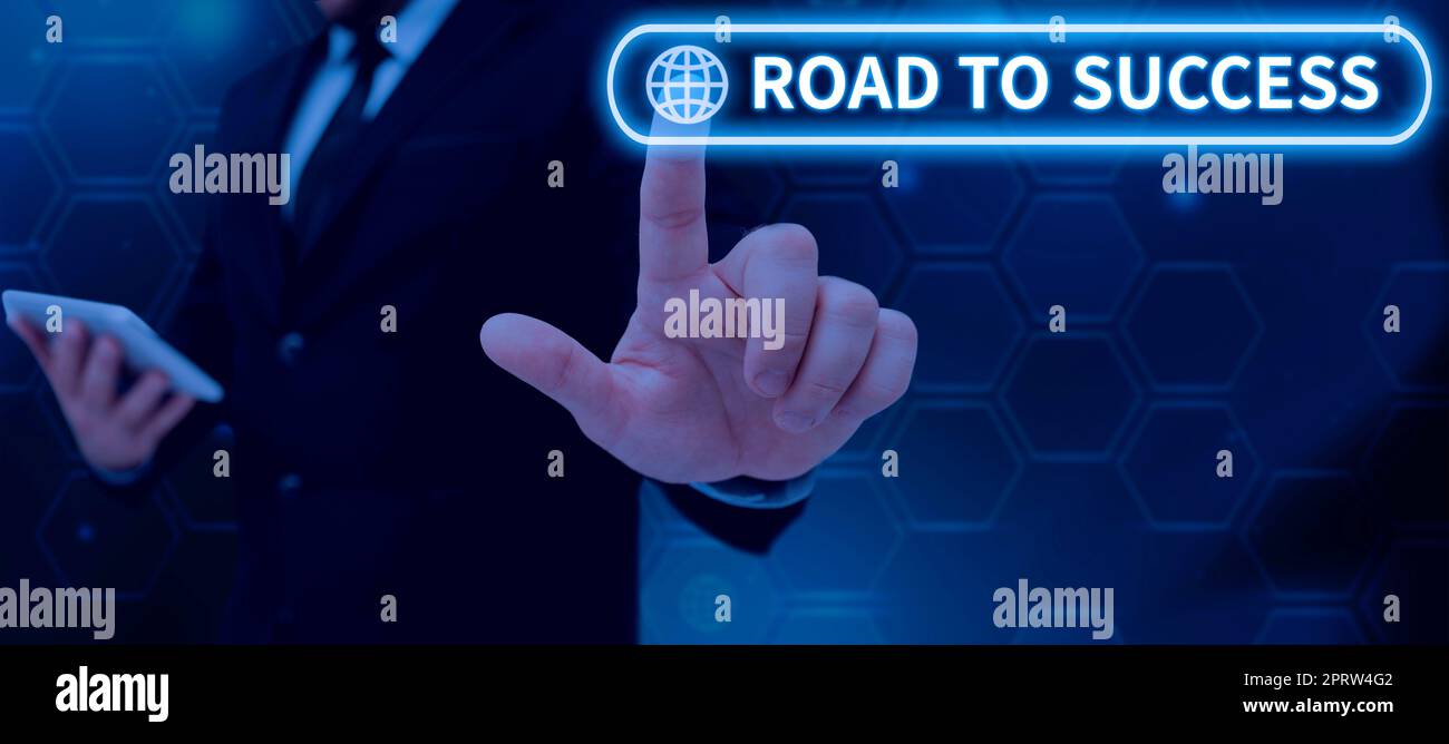 Text sign showing Road To Successstudying really hard Improve yourself ...