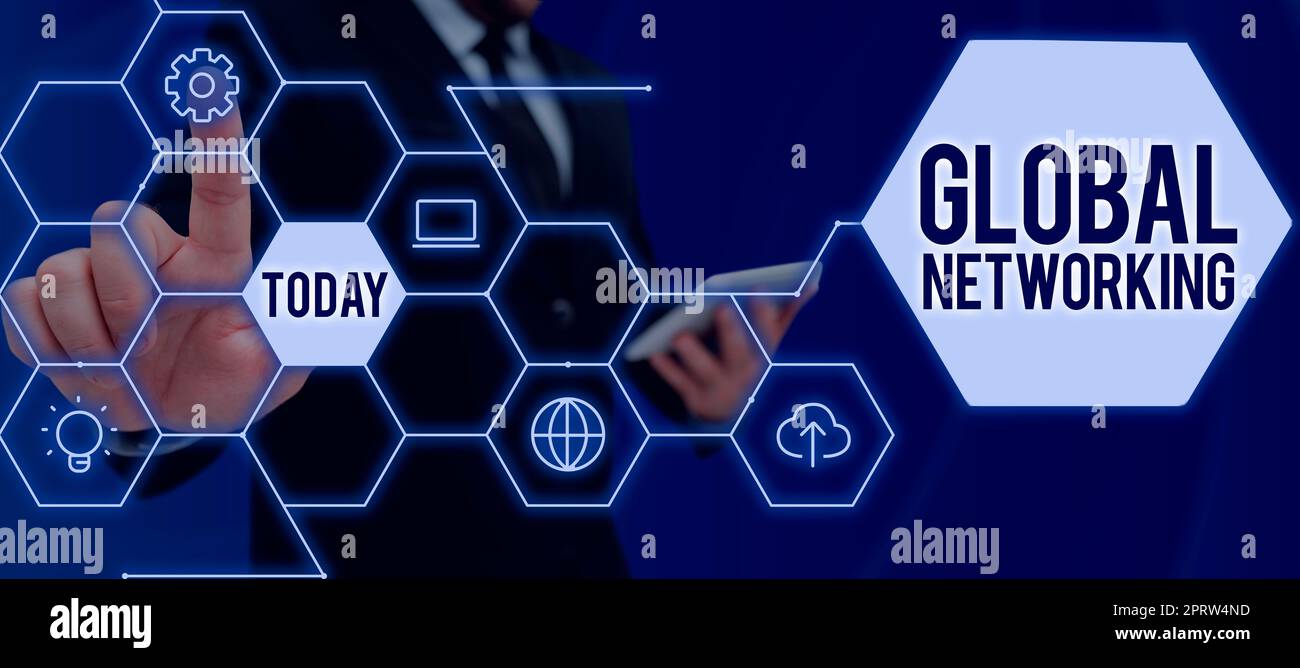 Text showing inspiration Global NetworkingCommunication network which ...