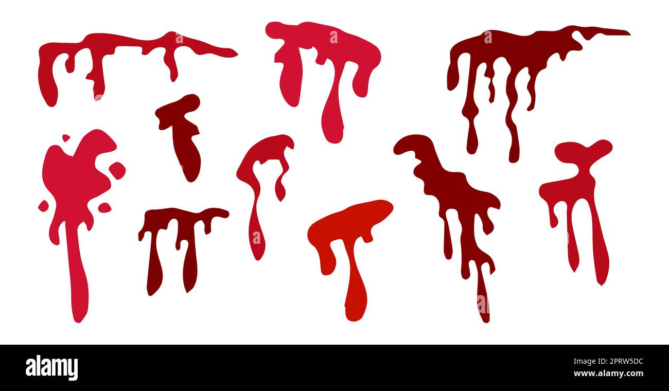 Set of 5 colors of blood, streaks of blood on a white background ...