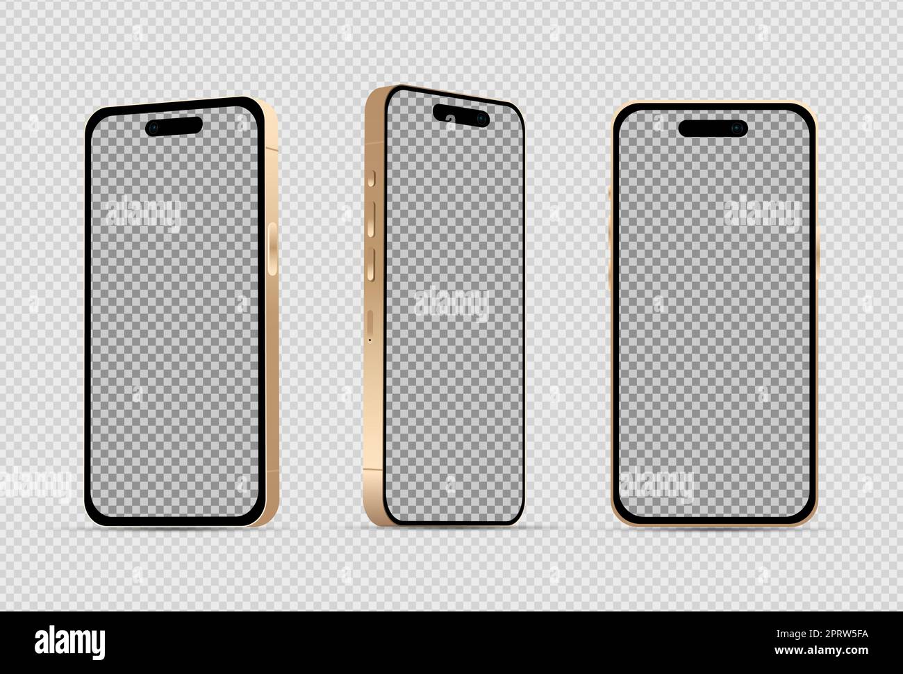 Realistic mocap without background gold mobile phone - Vector ...