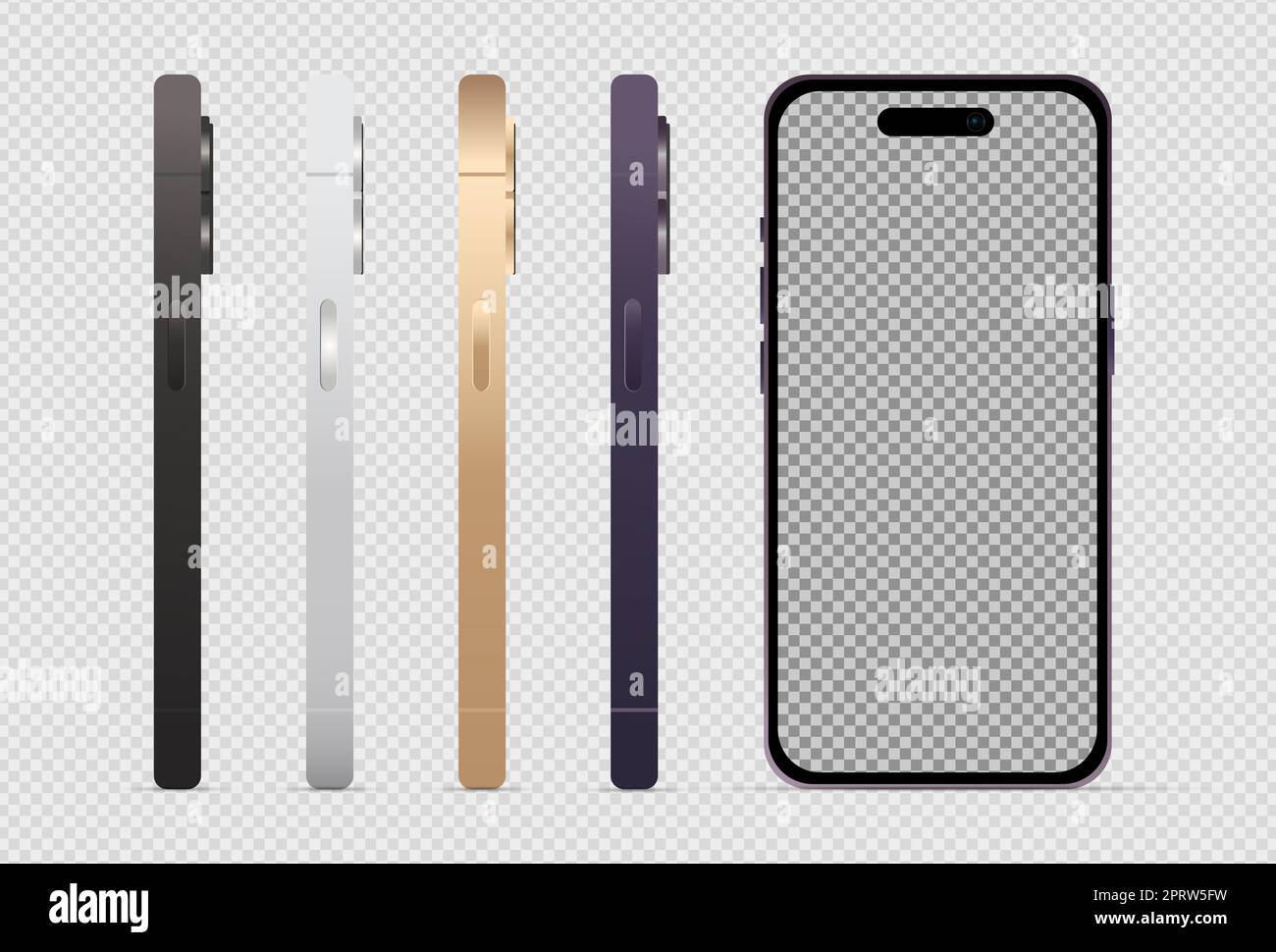 Mockup 4 pcs modern smartphones phones in different colors, templates ...