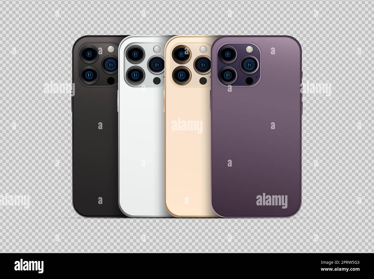 Mockup 4 pcs modern smartphones phones in different colors - Vector ...