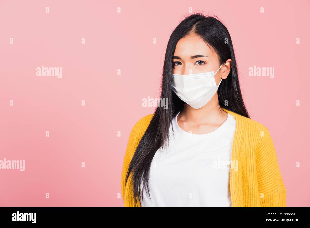 woman wearing medical mask protection against germs for prevent ...