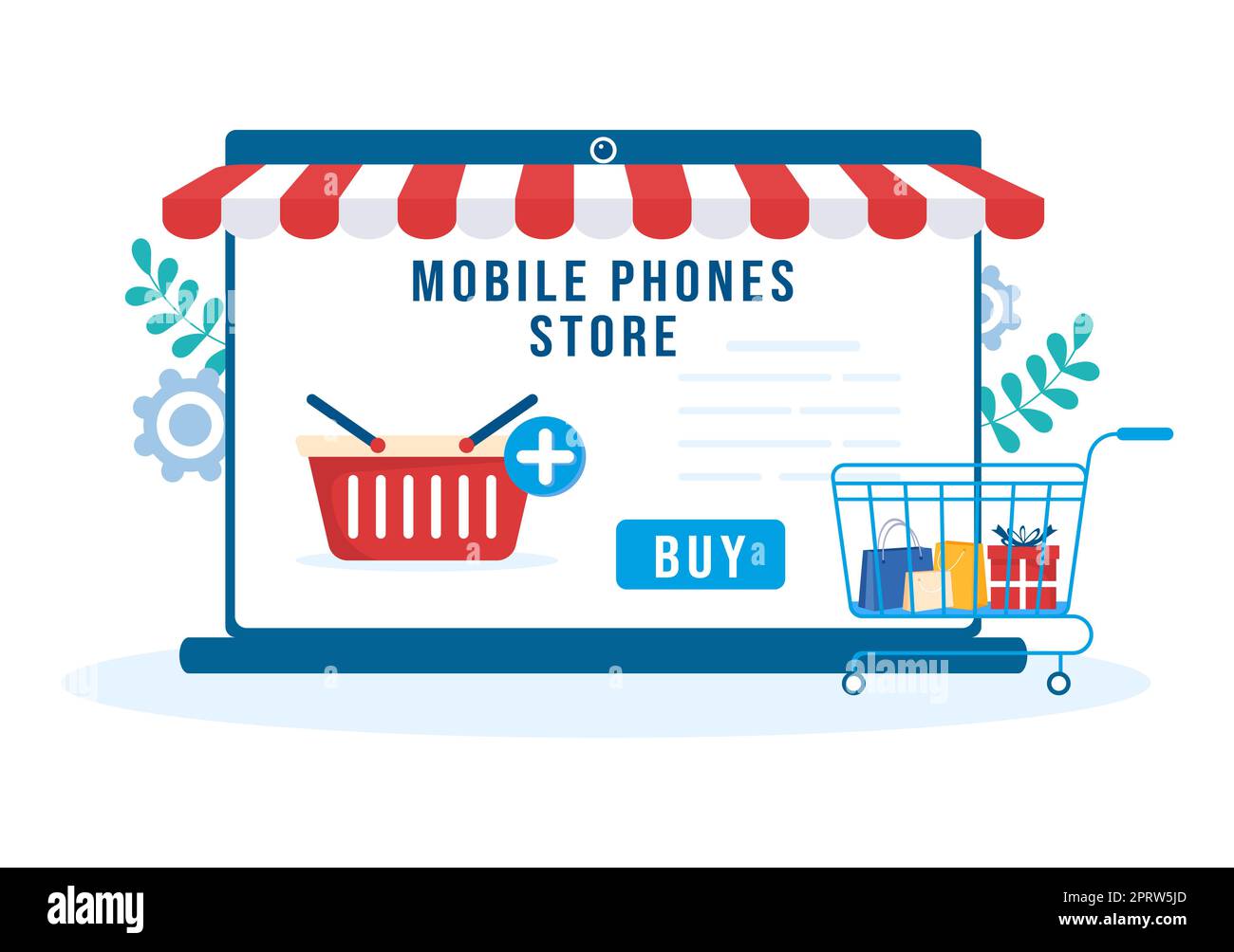 Mobile Phone Store Template Hand Drawn Cartoon Flat Illustration with ...