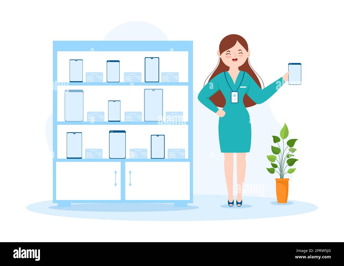 Mobile Phone Store Template Hand Drawn Cartoon Flat Illustration with ...