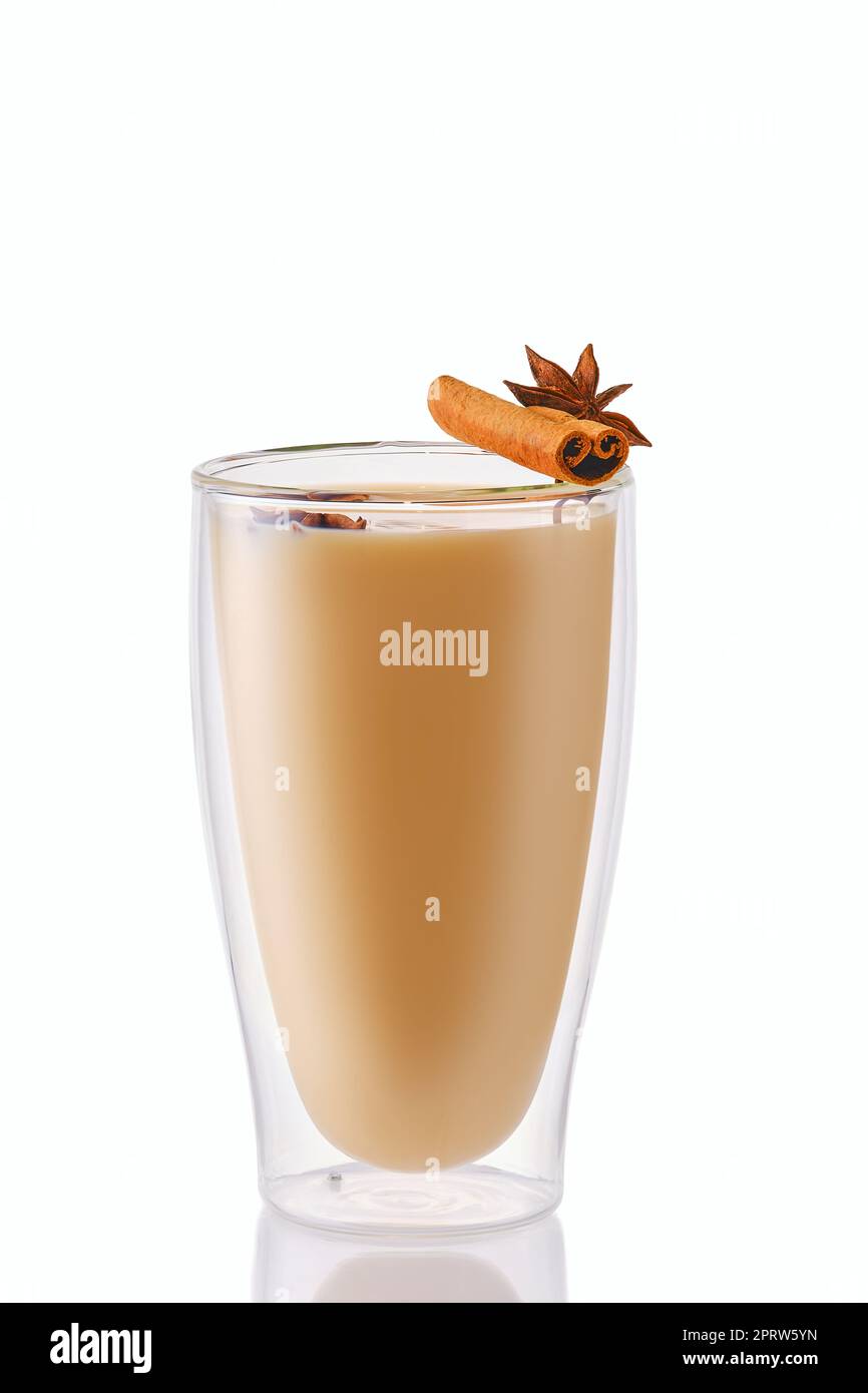 Hot milk winter drink isolated on white Stock Photo - Alamy