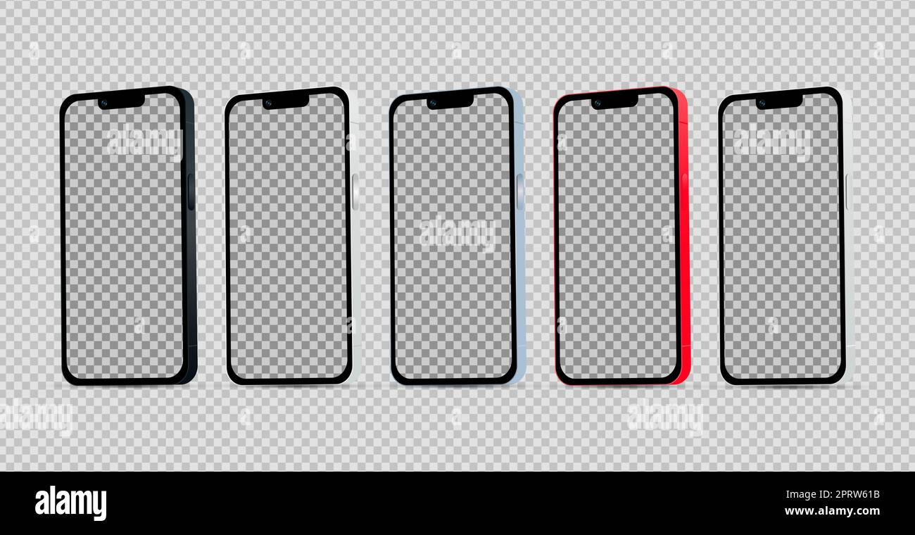 Mockup 5 pcs modern smartphones phones in different colors, templates ...