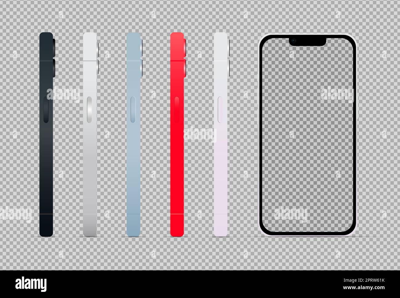 Mockup 5 pcs modern smartphones phones in different colors, templates ...