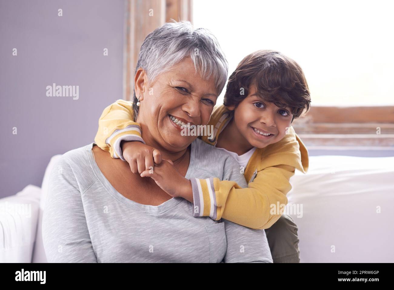 I Love When He Comes To Visit Portrait Of A Grandma And Grandson At