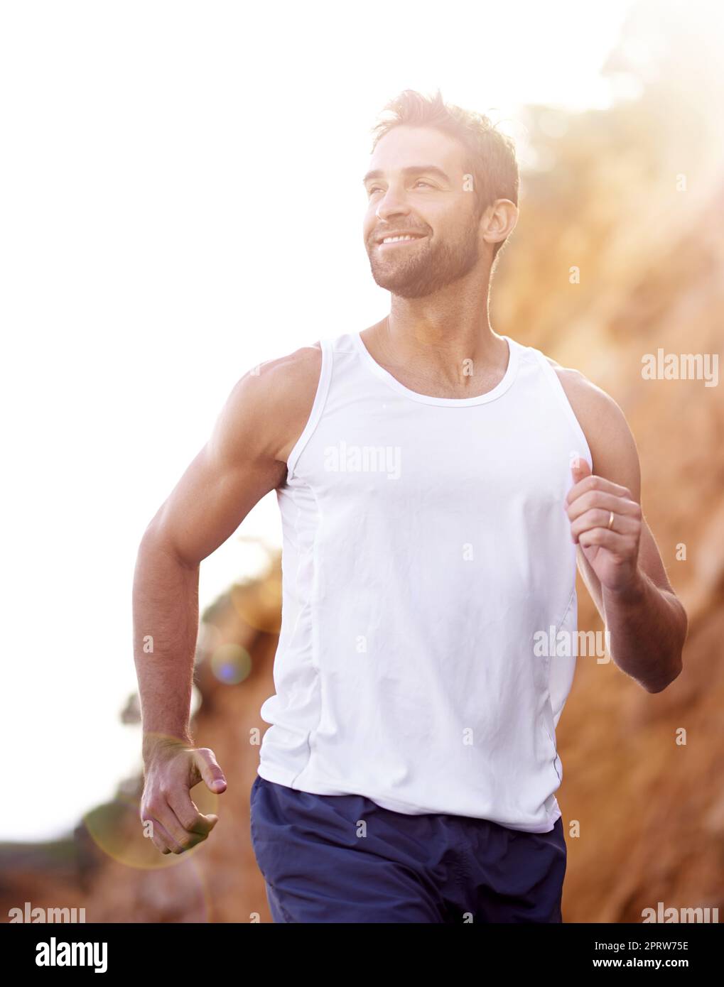 He couldnt have hoped for a nicer day to run. a handsome young man ...