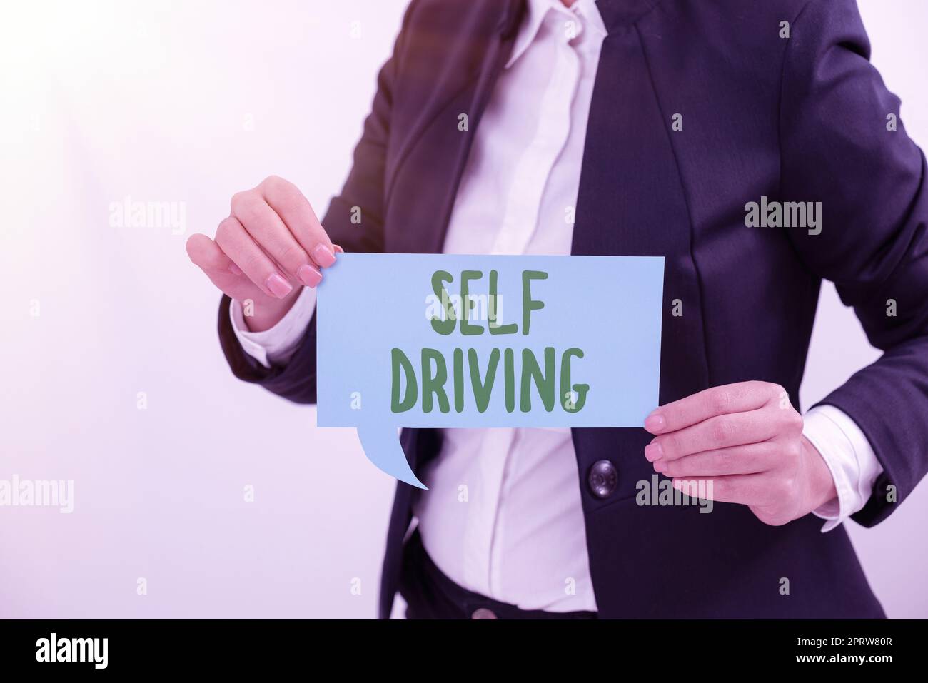 Text Caption Presenting Self Driving Word Written On Autonomous Vehicle Ability To Navigate