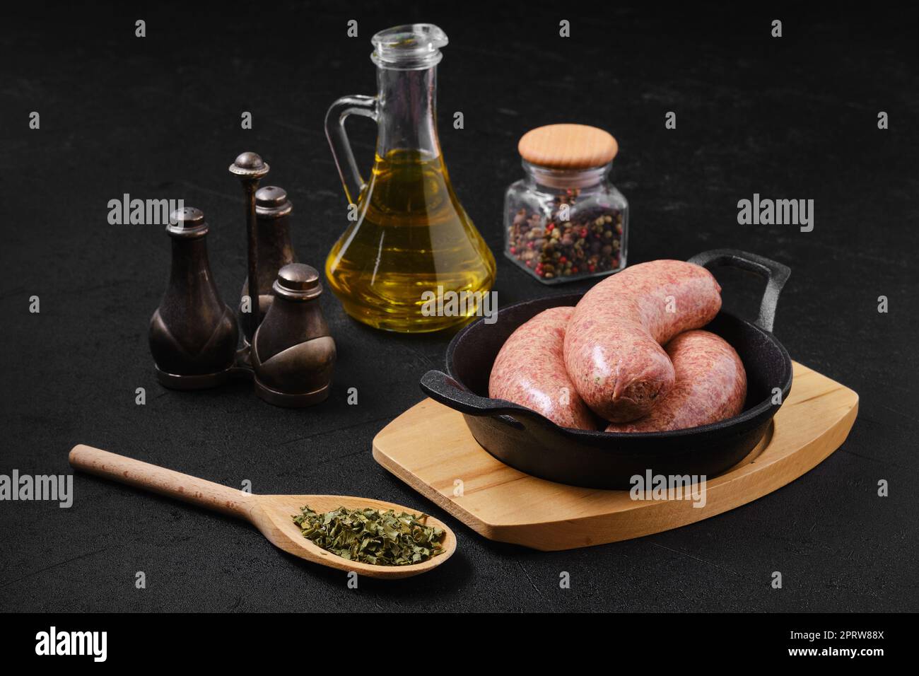 Homemade classic raw beef sausage Stock Photo - Alamy