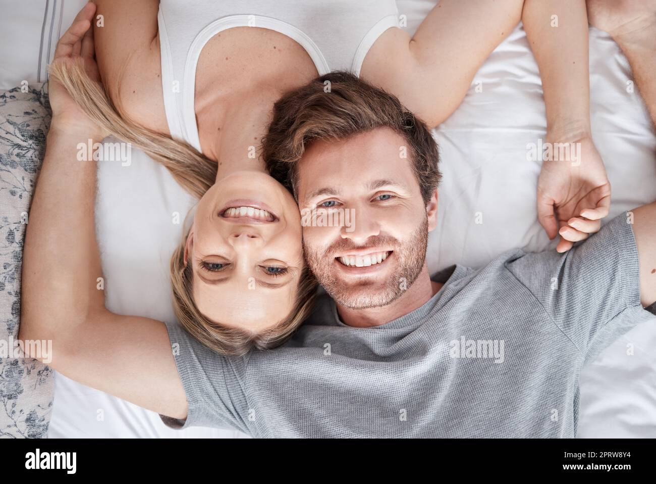 Calm couple sleeping in bed hi-res stock photography and images - Alamy