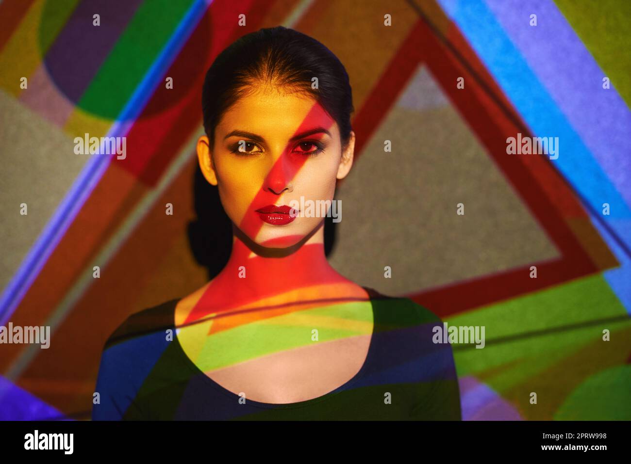 Shes like a rainbow on a rainy day. A beautiful model in the studio ...