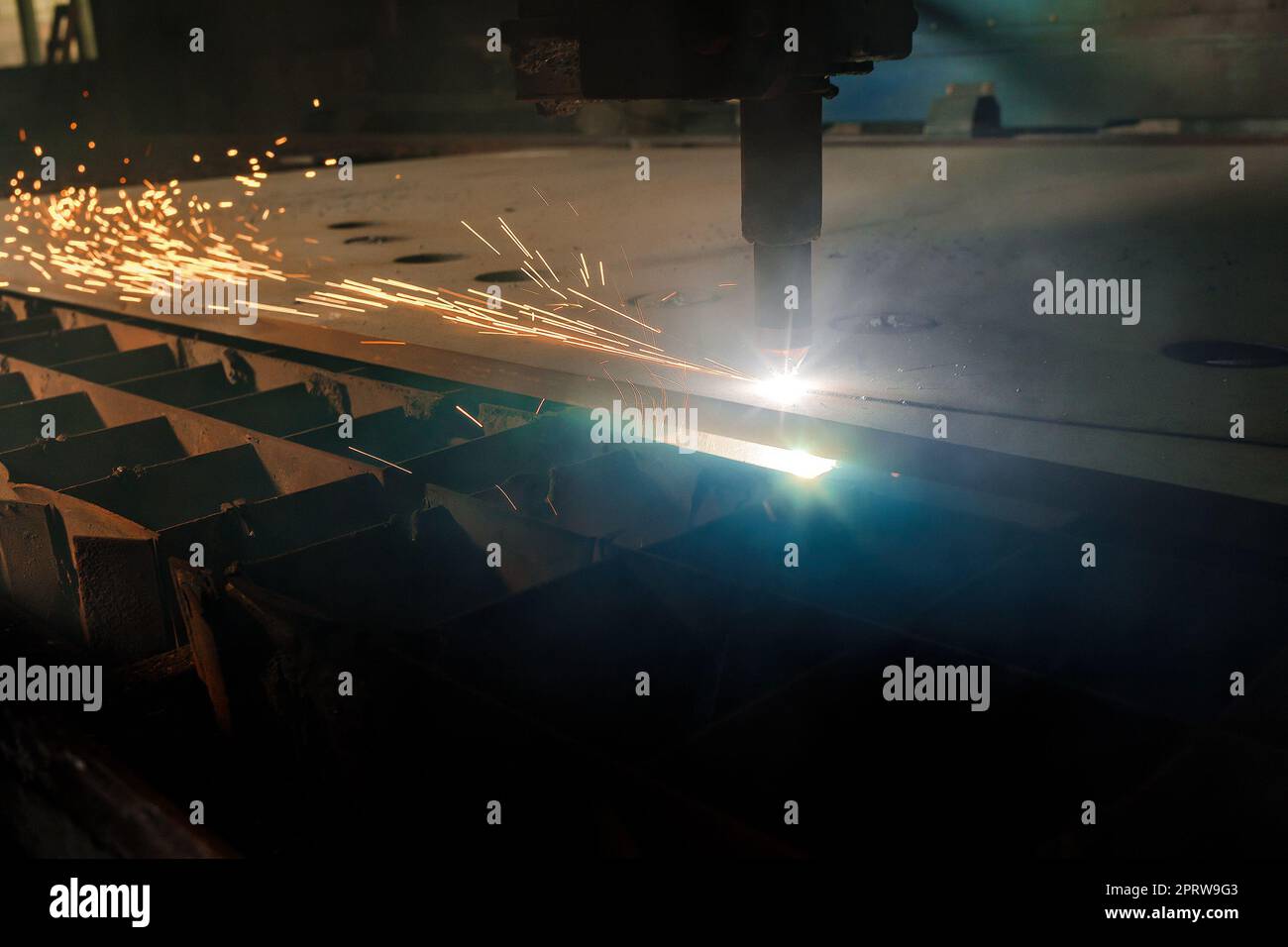 Plasma cutting of metal with a cnc. Plasma cutting machine cutting ...