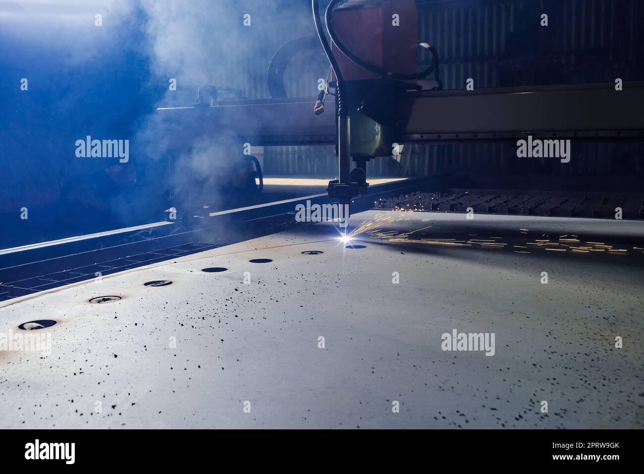 Plasma cutting of metal with a cnc. Plasma cutting machine cutting ...