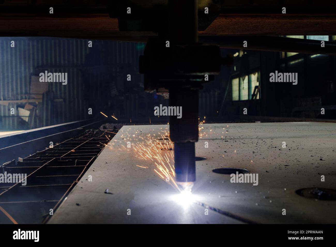 Plasma cutting of metal with a cnc. Plasma cutting machine cutting ...